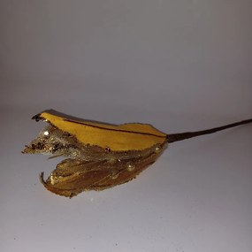 Dekorace umělý květ, 31 × 20 cm, zlatá