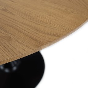 Jídelní stůl, kulatý, dub/černá, průměr 110 cm, REVENTON NEW