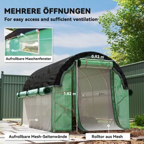 Outsunny Skleník 3 x 2 m Fóliový Skleník se 6 Okny, Rolovacími Dveřmi a Bočními Stěnami, UV-Odolný Fóliový Tunel, Zimní Skleník pro Rajčata s Ukotven…