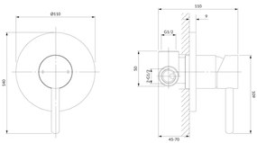 Omnires Y Y1245BL Podomítková sprchová baterie, černá - Omnires
