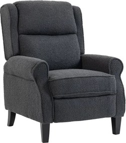 HOMCOM nastavitelná relaxační křeslo z teddym fleece, relaxační křeslo s vysouvací podnožkou, polstrované sedadlo, šedá 83B-604V00CG