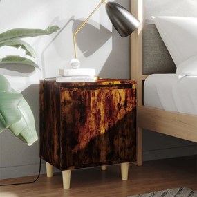 vidaXL Noční stolek masivní dřevěné nohy 40 x 30 x 50 cm [805829] Barva: kouřový dub