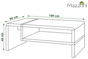 Mazzoni FOLK bílá / šedá, konferenční stolek, moderni