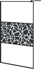 Zástěna do průchozí sprchy s policí černá 115x195 cm ESG/hliník 3185484