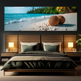 Obraz na plátně - Tam kde kokosy padají z palmy FeelHappy.cz Velikost obrazu: 210 x 70 cm