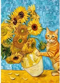 CHERRY PAZZI Puzzle Kočka a umění / 1000 dílků / 50 × 70 cm