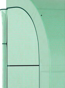 Outsunny skleník s oknem s policemi, zimní skleník z ocelové fólie, nástěnný skleník na balkon, zahrada, rajčatový skleník 300x150x213cm rajčatový sk…