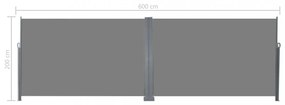 Zatahovací boční markýza 200x600 cm Dekorhome Hnědá