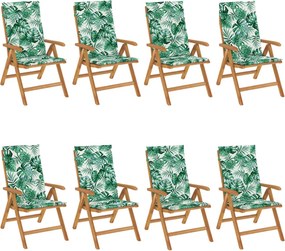 Skládací polohovací křesla s polštáři, 8 ks, masivní teak 3196535