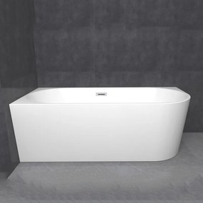 BPS-koupelny Volně stojící rohová akrylátová vana HYD-MER509C levá 160x75 bílá, odtokový komplet chrom