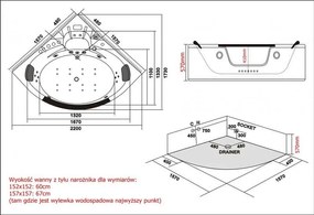 BPS-koupelny Hydromasážní vana HYD-OR632B 157x157 bez ohřevu vody