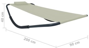 vidaXL Marketos Zahradní lehátko krémové 200 x 90 cm ocel