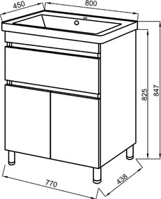 Lavedo Monaco II 80 koupelnová skříňka s umyvadlem