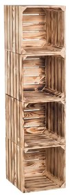 ČistéDřevo Dřevěné opálené bedýnky regál 120 x 30 x 35 cm