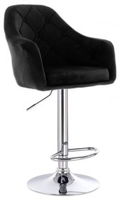 LuxuryForm Barová židle ANDORA VELUR na stříbrném talíři - černá