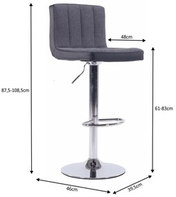 Kondela Barová židle, šedá / černá / chromovaná, HILDA