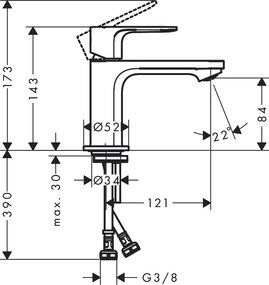 Hansgrohe Rebris E, umyvadlová baterie 80 bez odtokové soupravy, CoolStart, černá matná, 72554670