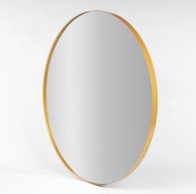 Kulaté zrcadlo NOOR, kovový rám, zlatá barva, Ø 80 cm