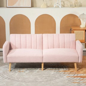 HOMCOM Moderní Rozkládací Dvousedací Pohovka 173x75x73 cm - Čalouněná v Syntetické Lněné Tkanině s Nastavitelným 3Úrovňovým Opěradlem a Odnímatelnými…