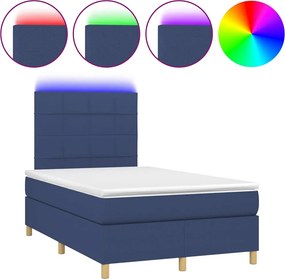 Box spring postel s matrací a LED modrá 120 x 200 cm textil 3135427