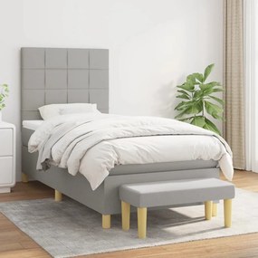 Box spring postel s matrací světle šedá 90x190 cm textil 3137117