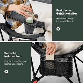 Costway Kempingová židle s odnímatelnou opěrkou nohou a nastavitelným opěradlem