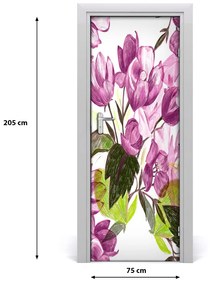 Samolepící fototapeta na dveře fialové květiny 75x205 cm