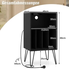 Costway Stojan na gramofon s nabíjecí stanicí Vinylová úložná
