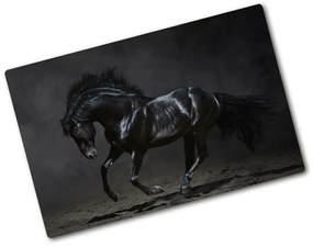 Wallmuralia Kuchyňská deska skleněná Černý kůň 80x52 cm
