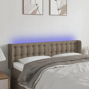 Čelo Postele S Led Tmavě Šedé Textil Taupe 147 x 16 x 78/88 cm