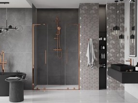 Mexen Velar L Duo, posuvné sprchové dveře do otvoru 140 cm, 8mm čiré sklo, růžové zlato, 871-140-003-02-60