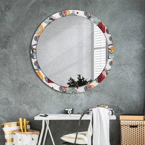 Kulaté dekorativní zrcadlo Abstrakce s ptáky fi 100 cm