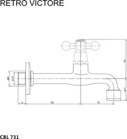 Mereo Mereo, Nástěnný kohoutek, Retro Viktorie, 1/2", chrom, CBL731