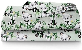 Ervi bavlněné prostěradlo - pandy na zeleném