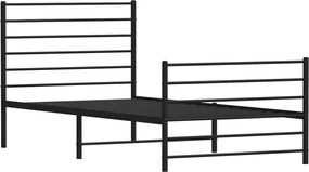vidaXL Kovový rám postele s hlavovým a nožním čelem 90 x 200 cm [352330] Barva: Černá