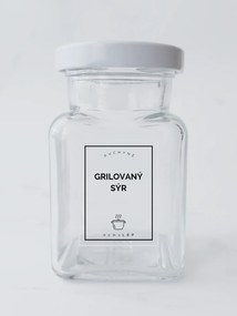 Samolepka na kořenky GRILOVANÝ SÝR průhledná 3 × 4 cm tučné písmo