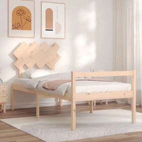 vidaXL Rám postele s čelem Single masivní dřevo [3195512] Barva: Přírodní