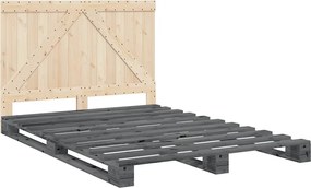 Rám postele s čelem šedý 140 x 200 cm masivní borové dřevo 3281564