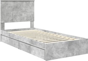 Postel s úložným prostorem s čelo Betonově šedá 90 x 190 cm 3409590
