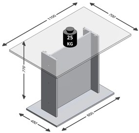 FMD Jídelní stůl 110 cm betonově šedý - Default Title