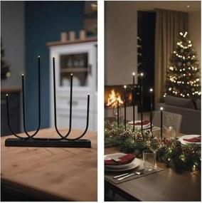 EMOS LED kovový svícen černý 40cm s časovačem DCAW24