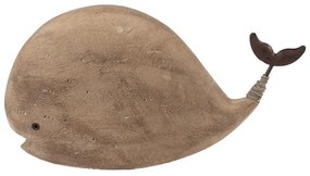 Hnědá dřevěná dekorace velryba Rustic - 26*7*14 cm