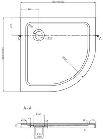 Mexen Rio půlkruhový sprchový kout 90 x 90 cm, Grafitově černá, Chromovaná + sprchová vanička Flat, Bílá - 863-090-090-01-40-411