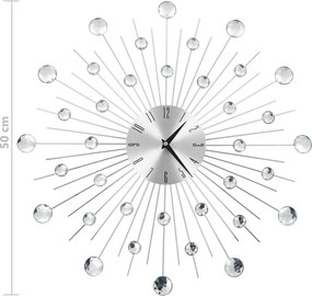 vidaXL Nástěnné hodiny se strojkem Quartz 50 cm moderní design [50642] Barva: stříbrná a černá