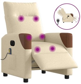 Elektrické masážní polohovací křeslo krémové textil 3324002