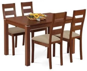 Autronic Dřevěná jídelní židle Jídelní židle, masiv buk, barva třešeň, látkový béžový potah (BC-2603 TR3)