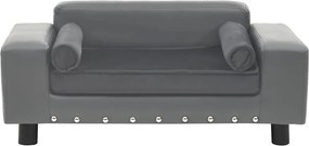 Pohovka pro psy šedá 81 x 43 x 31 cm plyš a umělá kůže 170953