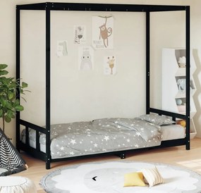 vidaXL Dětská postel 90 x 200 cm masivní borové dřevo [834523] Barva: Černá