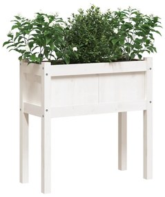 Zahradní truhlík s nohami bílý 70 x 31 x 70 cm masivní borovice,  837556