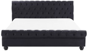 Černá čalouněná manželská postel Chesterfield 180x200 cm AVALLON Beliani